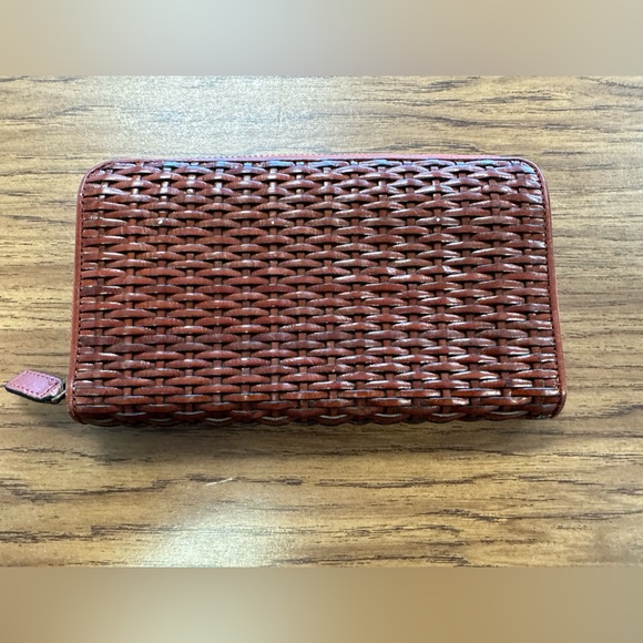 Bags | Woven Leather Wallet With Zipper Close | Poshmark